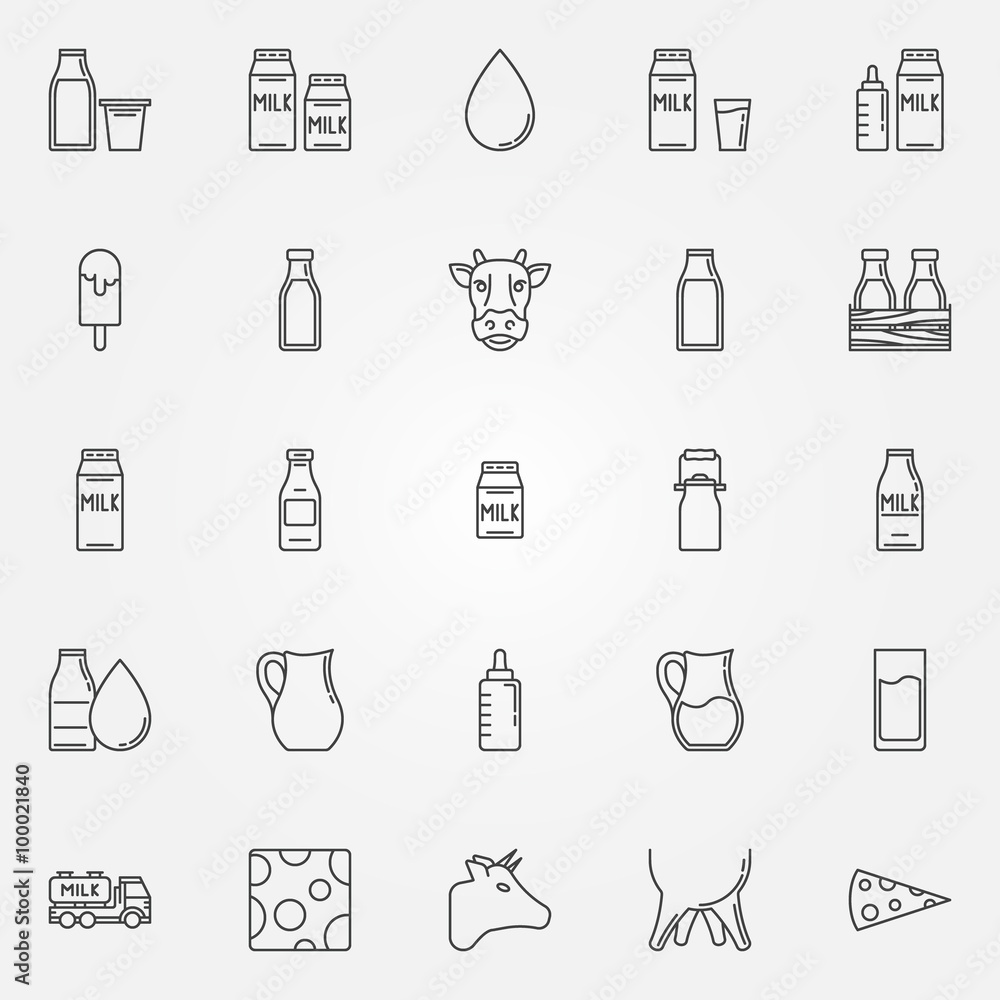 Milk icons set Stock Vector | Adobe Stock