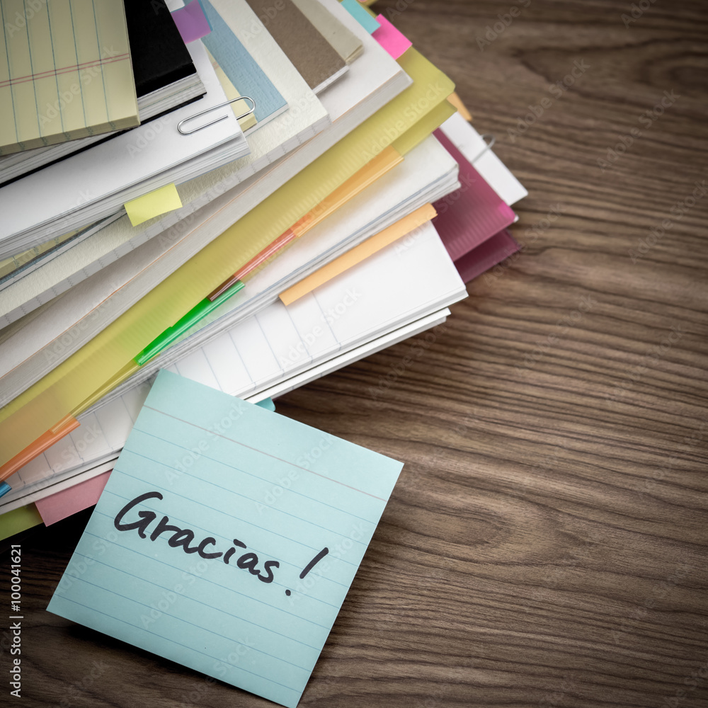 Thank You; The Pile of Business Documents on the Desk Stock Photo ...