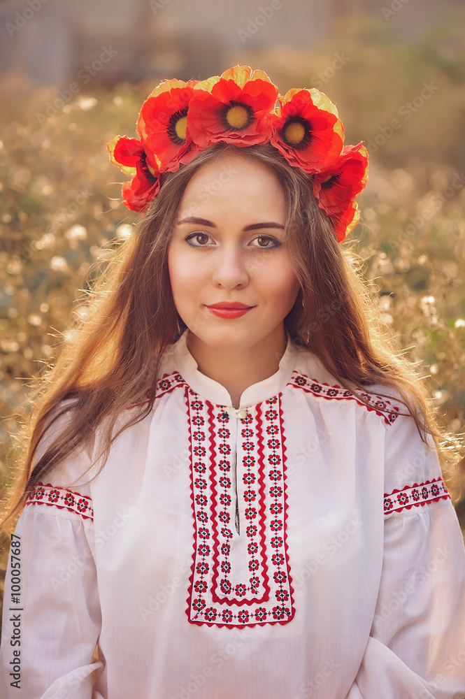 Girl in the Ukrainian national native costume/Beautiful Ukrainian girl ...