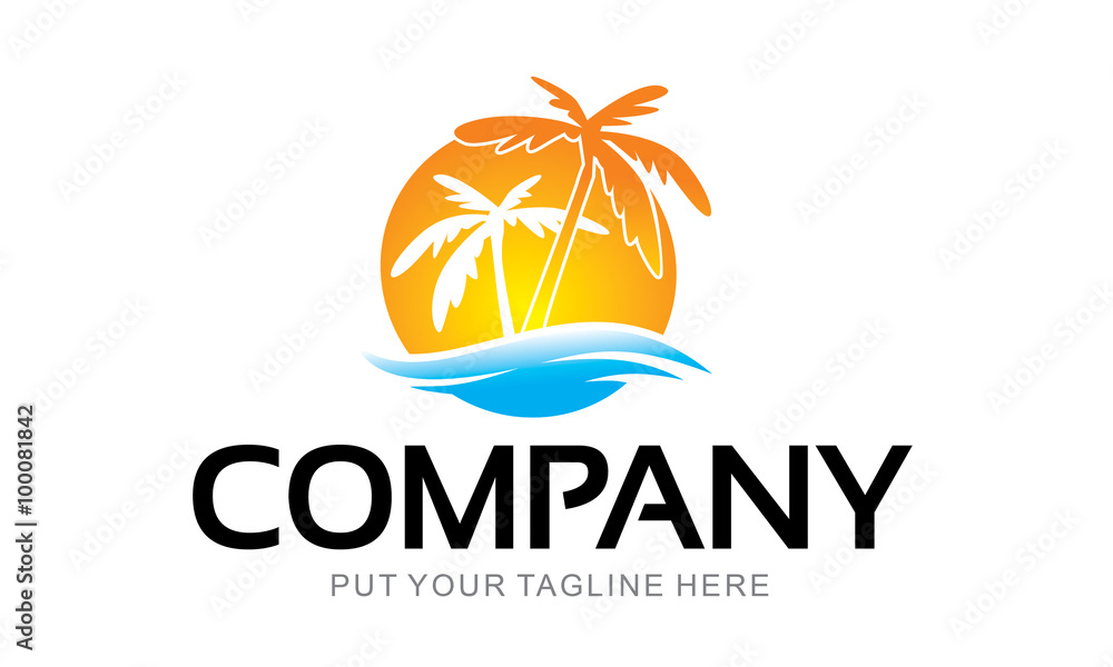 Beach Tour Iconic Logo Design Stock Vector | Adobe Stock