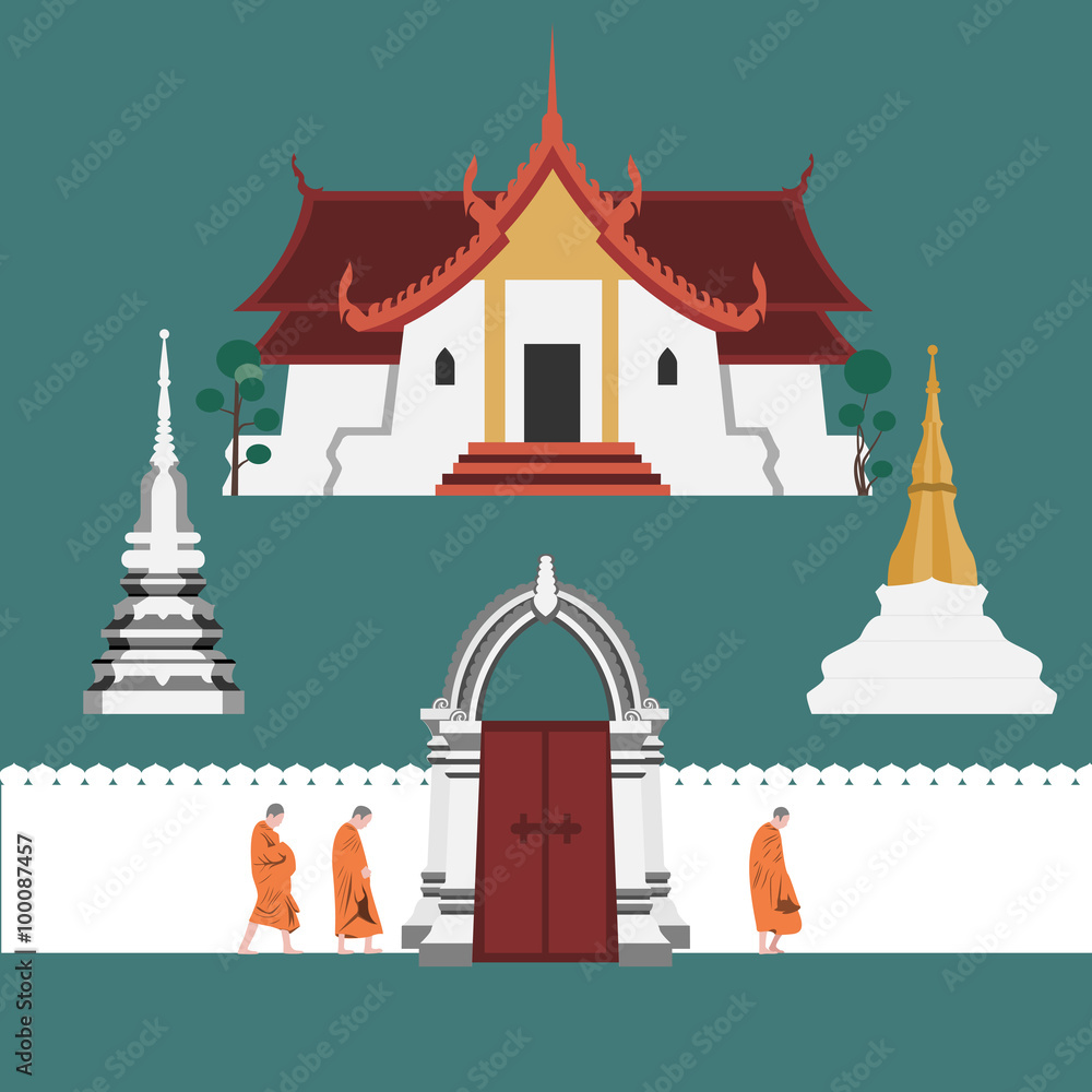 graphic of traditional Thai temple Stock Vector | Adobe Stock