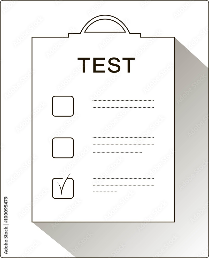 The icon with the caption Test, black and white. Black lines on a white ...