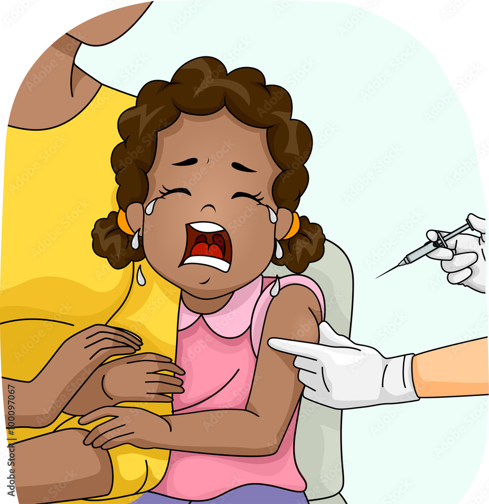 Kid Girl Syringe Shot Cry Stock Vector | Adobe Stock