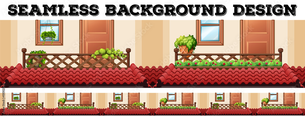 Seamless background design with balcony and roofs Stock Vector | Adobe ...