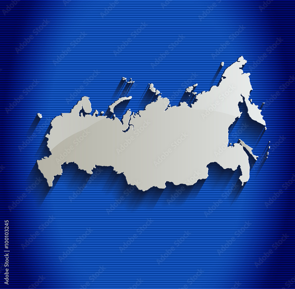 Russia map blue line 3D vector Stock Vector | Adobe Stock