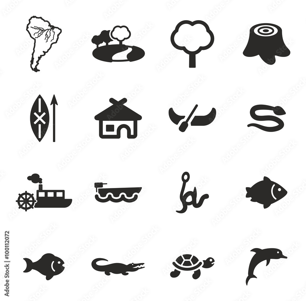 Amazon Rainforest Icons Stock Vector | Adobe Stock