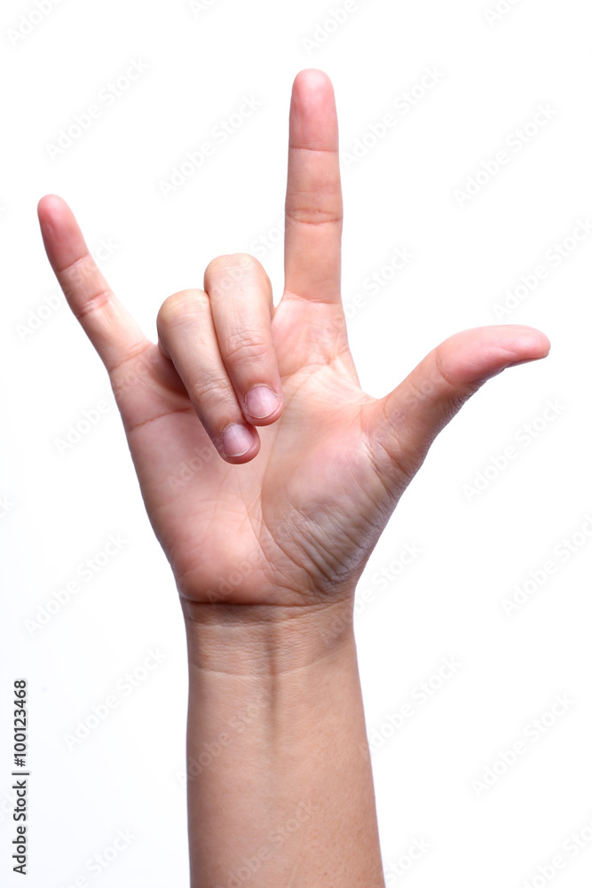 hand sign isolated on white background Stock Photo | Adobe Stock