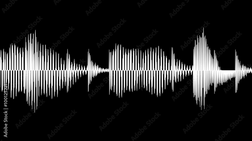 Audio waveform animation, simple black and white sound wave as motion ...