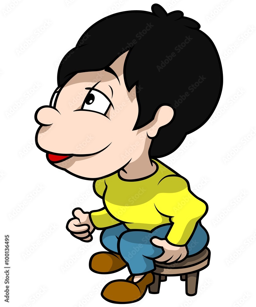 Boy Sitting On Chair - Cartoon Illustration, Vector Stock Vector ...