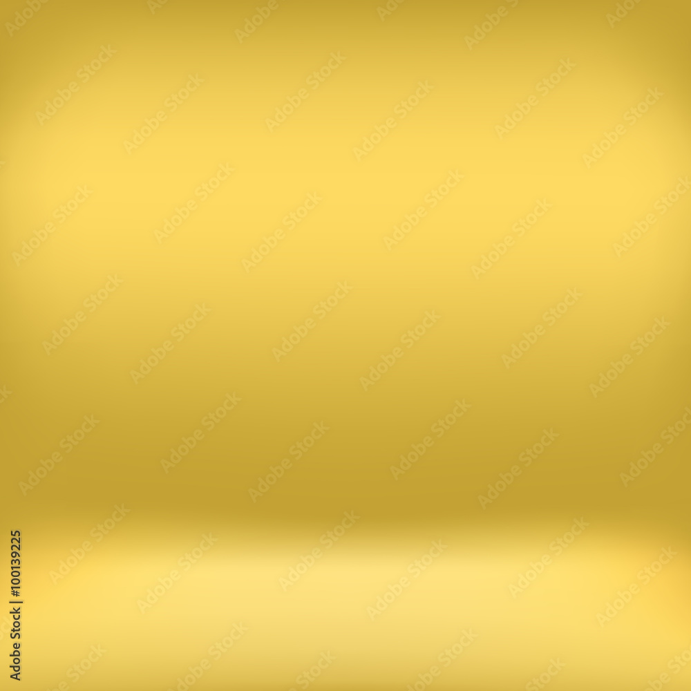 Gold yellow studio room backdrop background. Empty interior mockup with ...