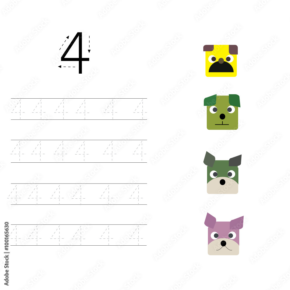 Writing practice number one printable worksheet for preschool ...