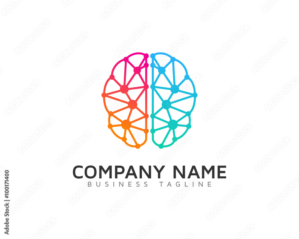 Digital Brain Logo Design Template Stock Vector | Adobe Stock