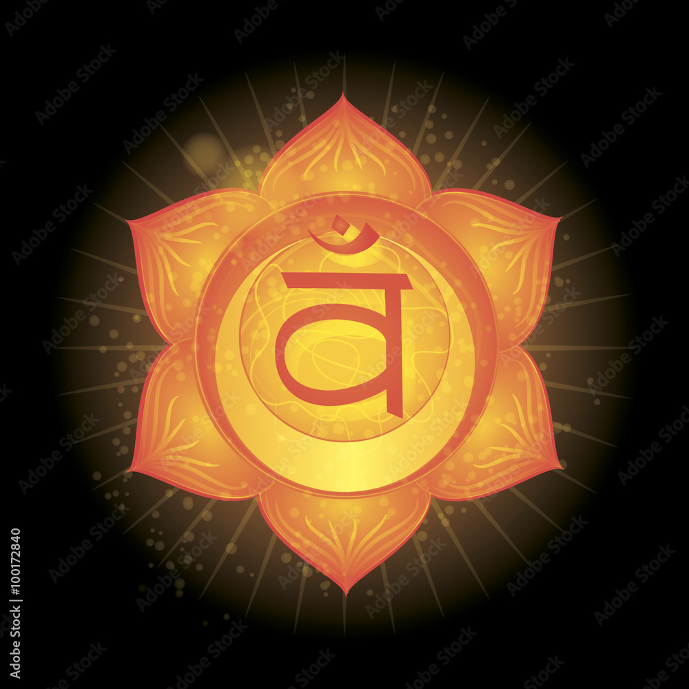 Sacral Chakra (Svadhisthana). Glowing chakra icon . The concept of ...
