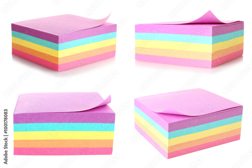 colored paper stickers isolated on a white background collage Stock ...