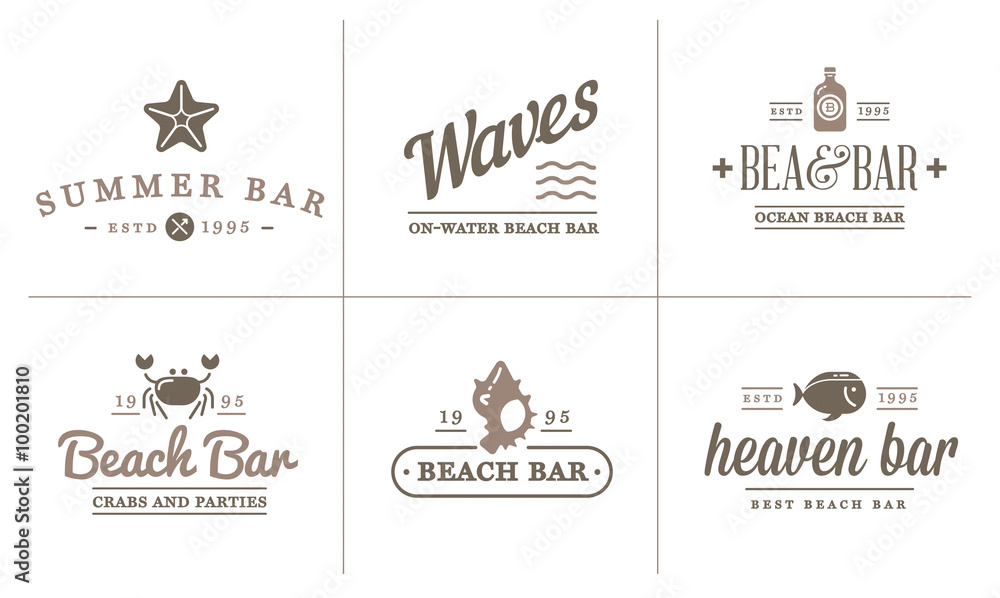 Set of Vector Beach Sea Bar Elements and Summer can be used as Logo or ...