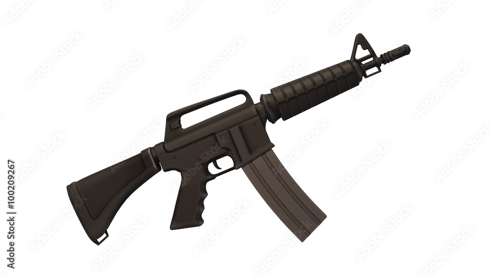 Machine Gun, assault rifle isolated on white background, side view ...