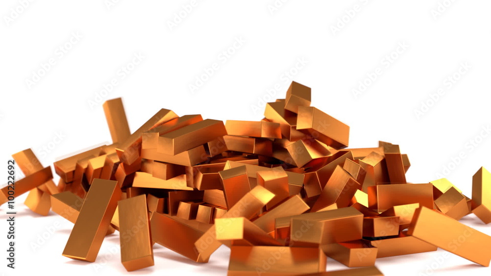 Vidéo Stock This is animation of realistic bars of copper falling and ...