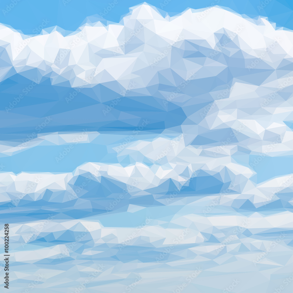 Low poly design triangular blue sky clouds triangle polygon Stock ...