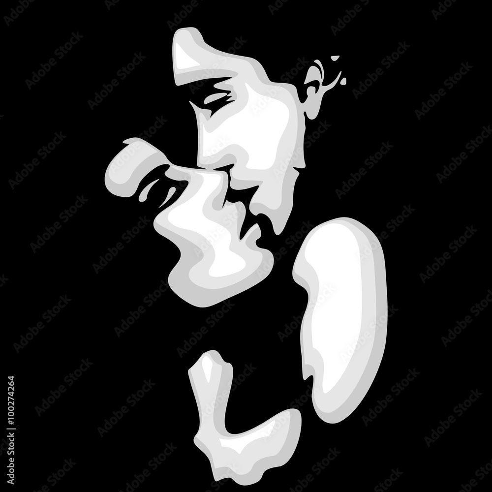 The Kiss - Couple in Black and White Stock Vector | Adobe Stock
