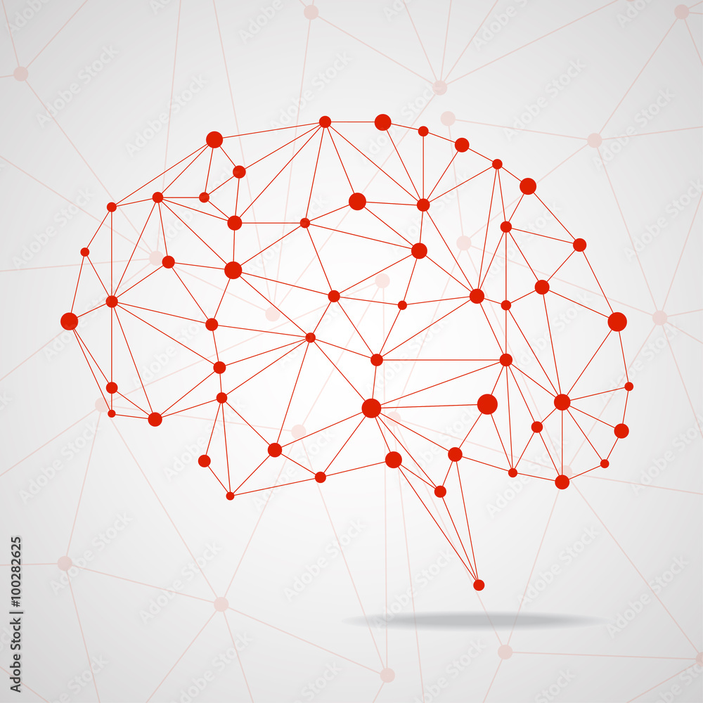Abstract geometric brain, network connections. Vector illustration. Eps ...