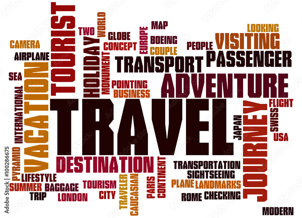 Travel, word cloud concept Stock Illustration | Adobe Stock