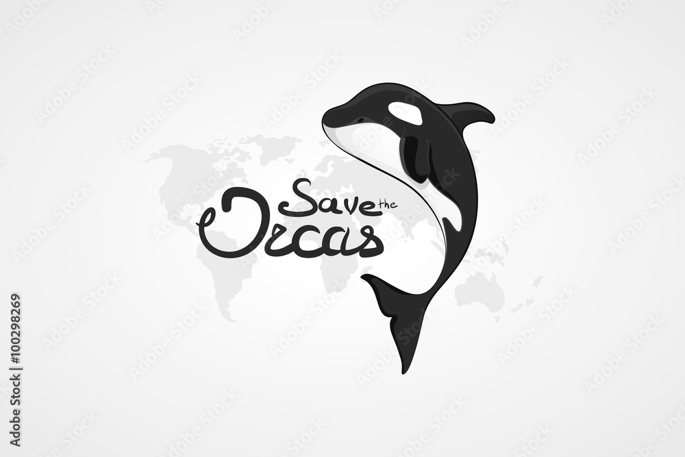 Whale Orca. Concept vector hand drawn illustration, logo. Design of ...