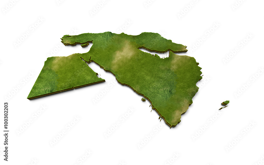 3D Middle East Map Terrain Stock Illustration | Adobe Stock