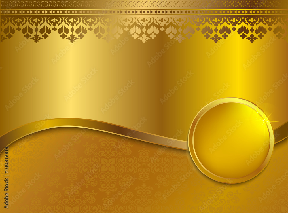 gold background with oval logo pattern line vector design for text ...