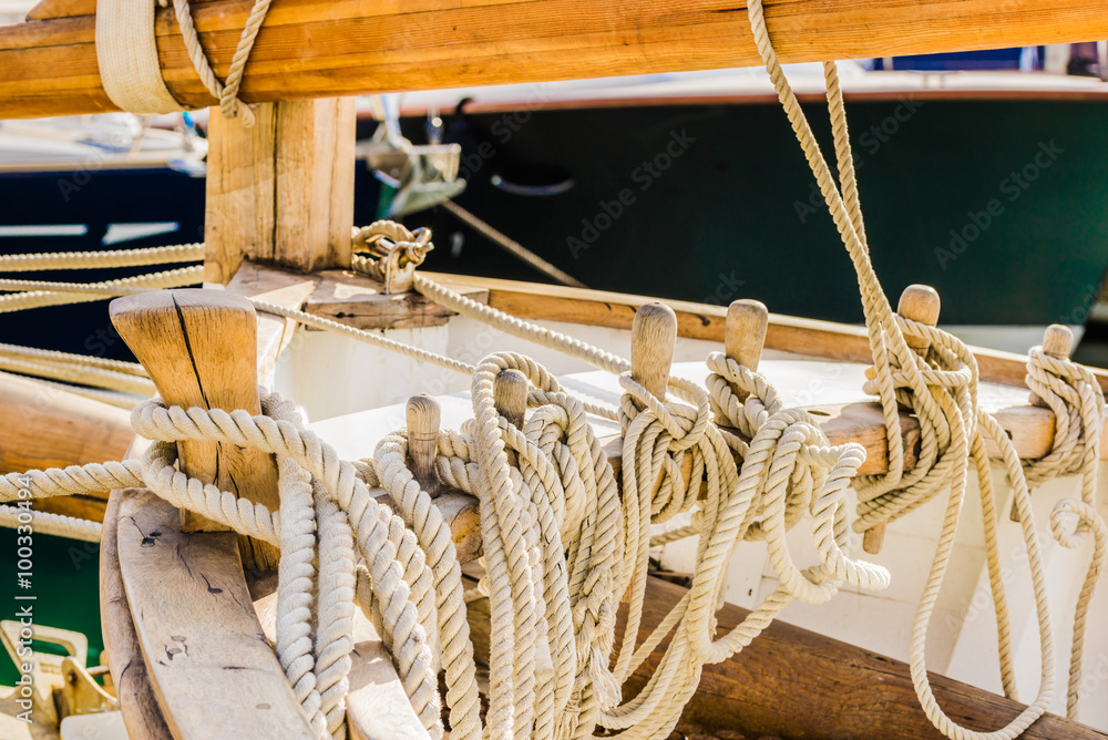 Old sailing boat with ropes Stock-Foto | Adobe Stock