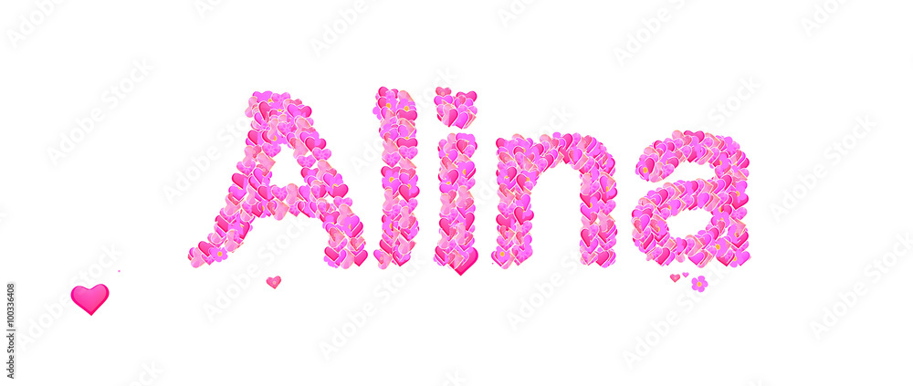 Alina female name set with hearts type design Stock Illustration ...