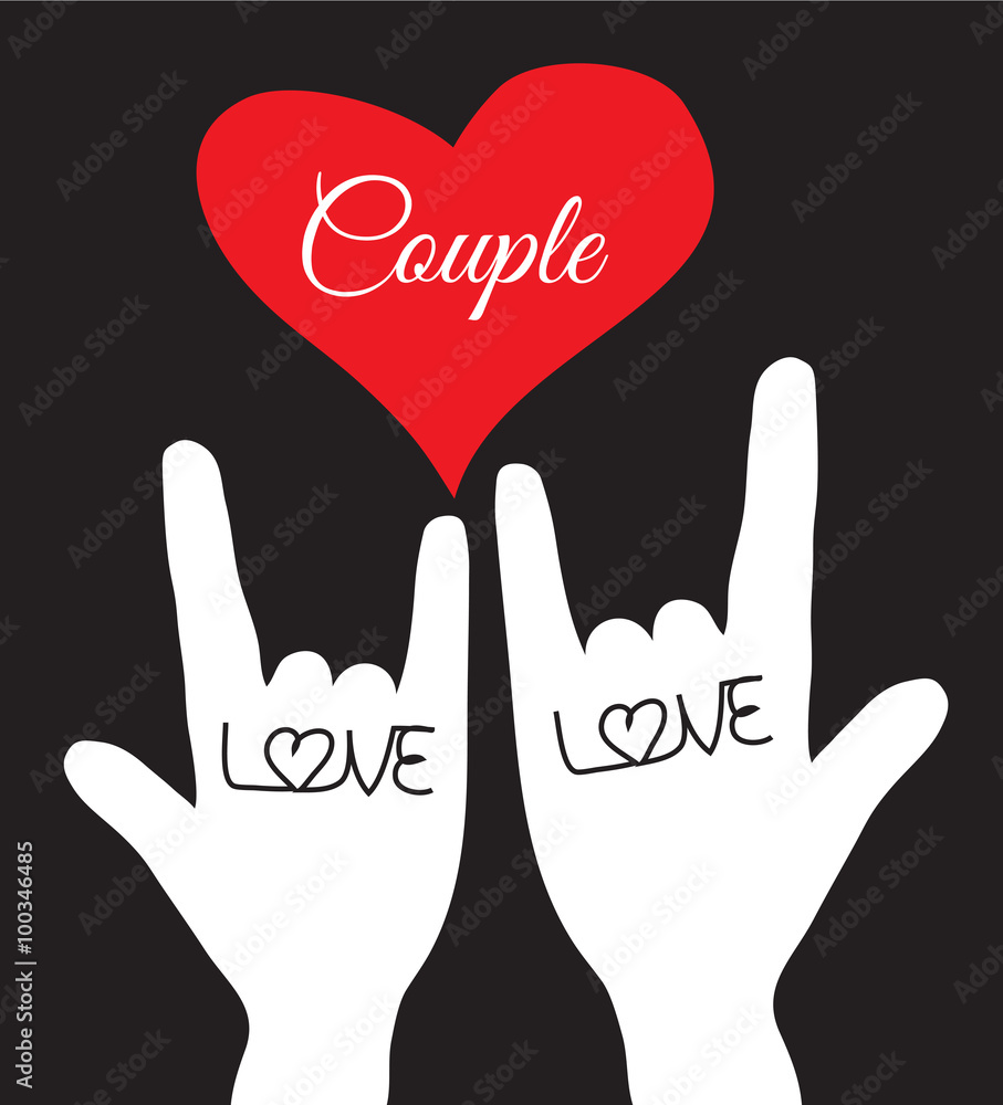 Love hand sign. Love symbol. Couple, Lover. Vector illustration Stock ...