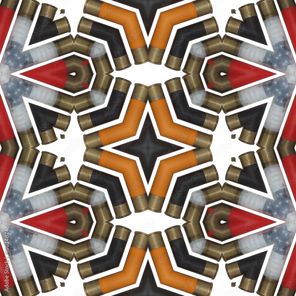 The kaleidoscope of different types of ammunition. Army background ...