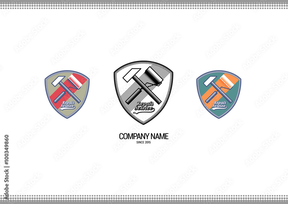 Set of repair service vector icons, logotypes, badges, emblems and ...