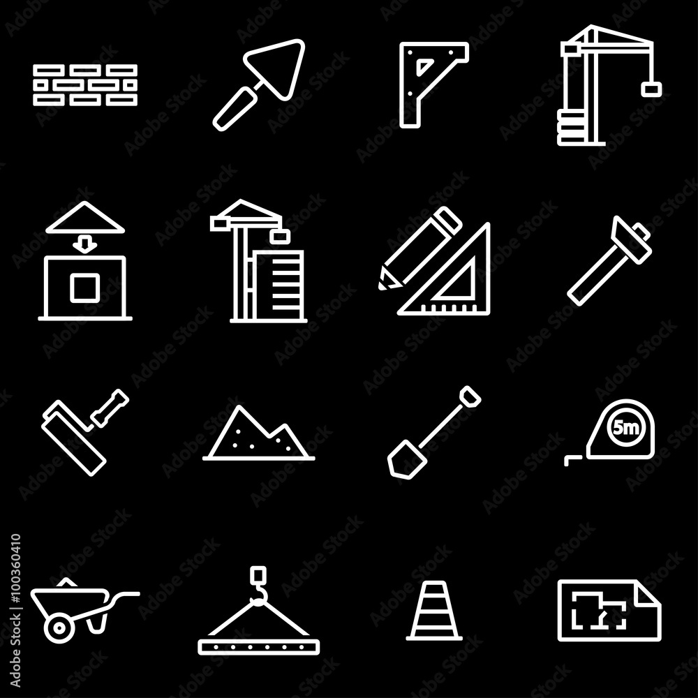Vector line construction icon set. Construction Icon Object ...