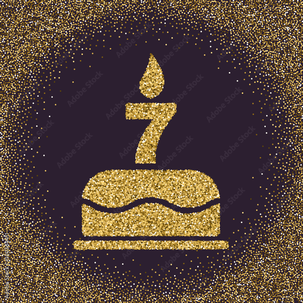 The birthday cake with candles in the form of number 7. Birthday symbol ...