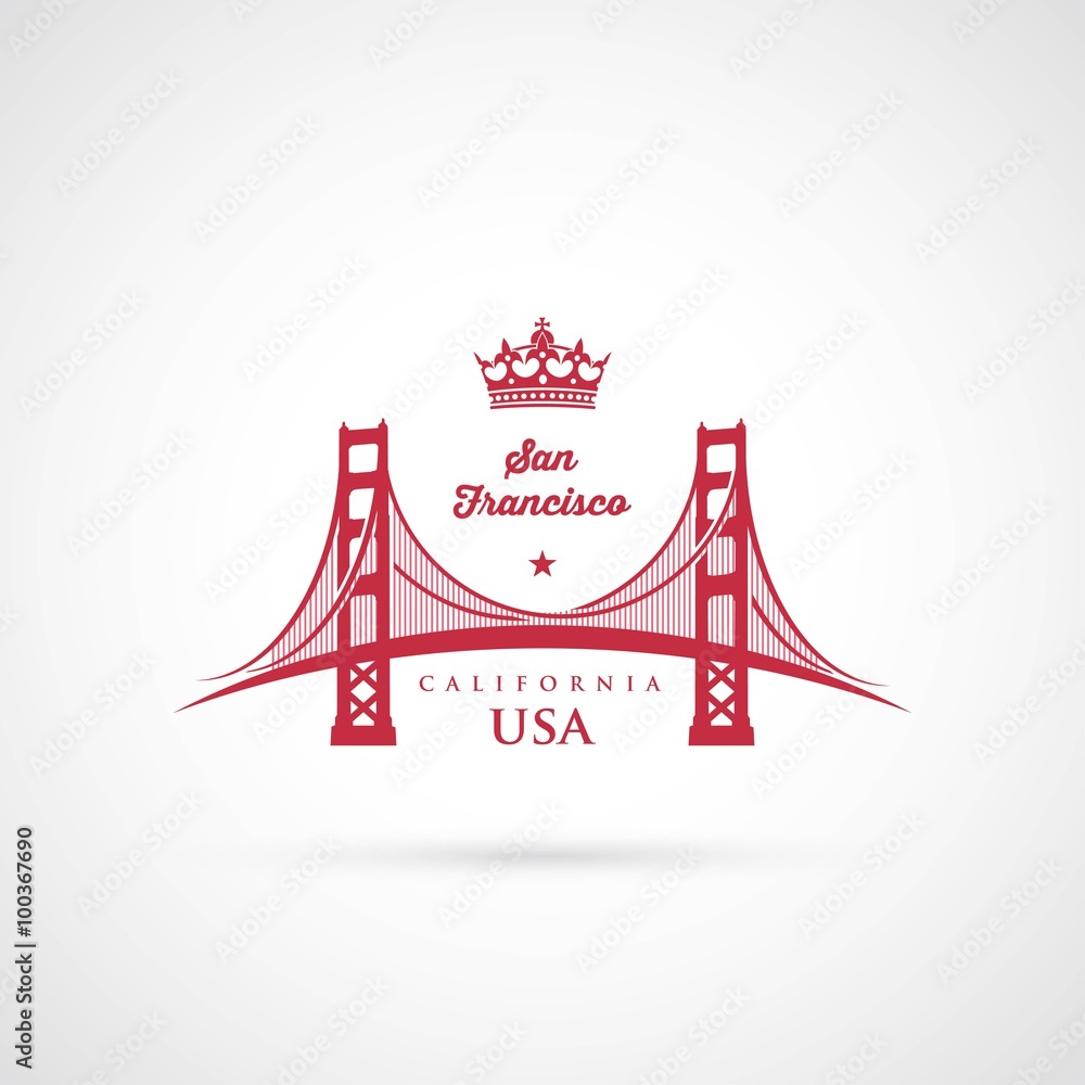 San Francisco Golden Gate bridge symbol Stock Vector | Adobe Stock