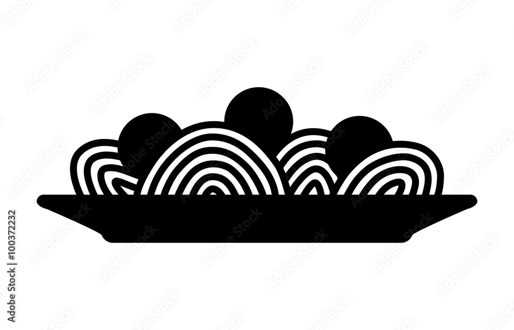 Spaghetti and meatballs pasta - Italian food flat icon for apps and ...