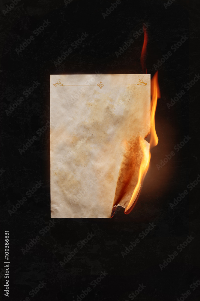 Burning sheet of paper Stock Photo | Adobe Stock