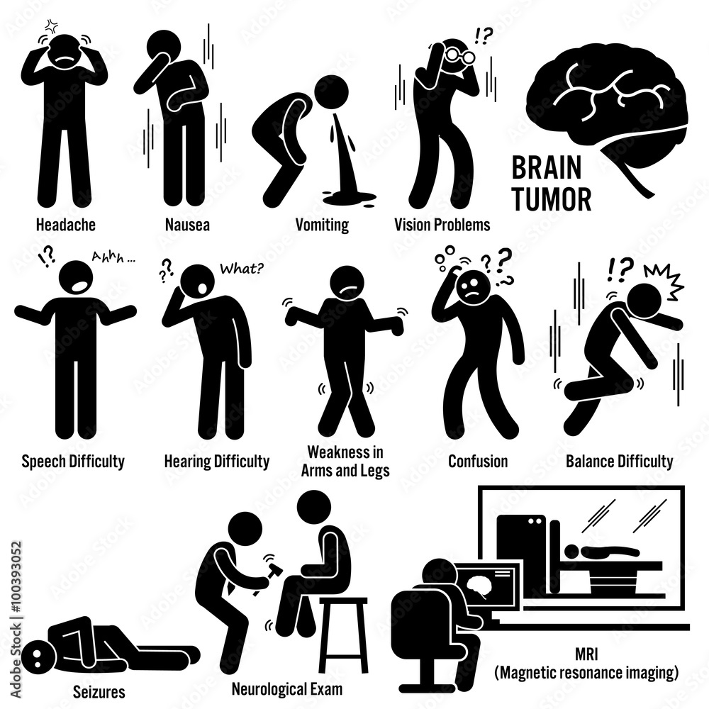 Brain Tumor Cancer Symptoms Causes Risk Factors Diagnosis Stick Figure ...