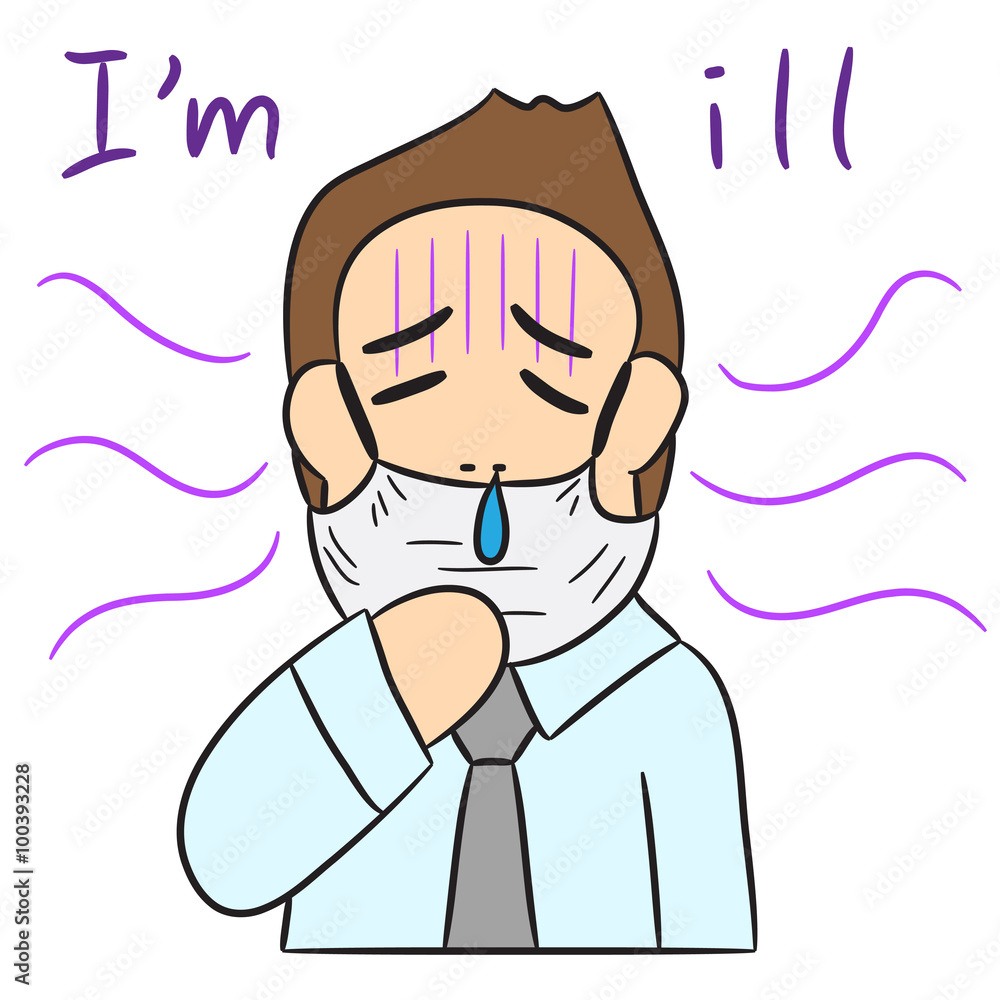 vector cartoon character man cold Stock Vector | Adobe Stock