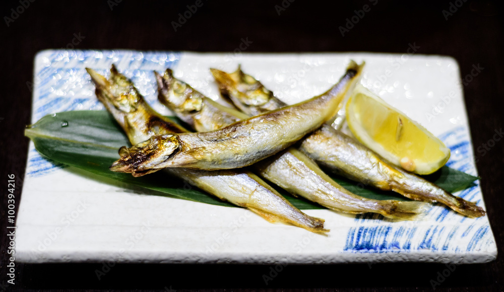 Japanese fried fish. Food of Japan. Japanese sushi bar and restaurant ...