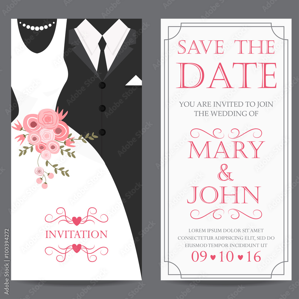 bride and groom,wedding invitation card Stock Illustration | Adobe Stock