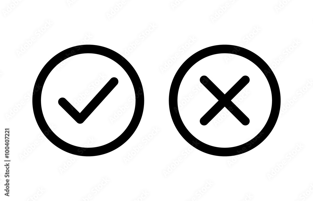 checkmark and x or confirm and deny line art icon for apps and websites ...