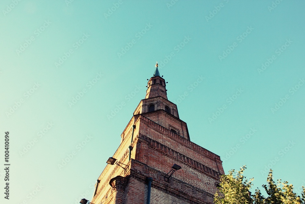 Tower Syuyumbike, clear sky and a tower, brick tower, the tallest tower ...