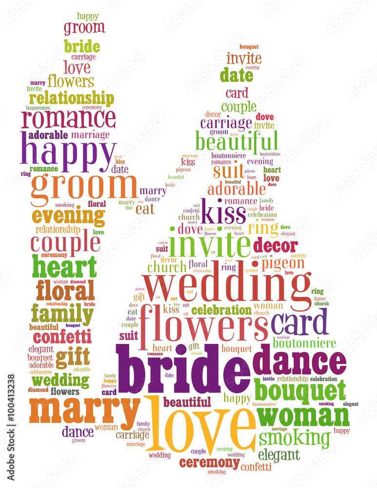 Bride and groom wedding, word cloud concept 3 Stock Illustration ...