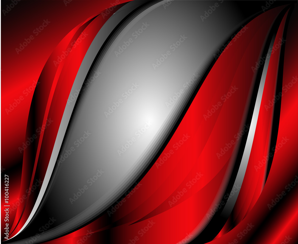 Red vector background curve silver grey line on dark space overlap ...