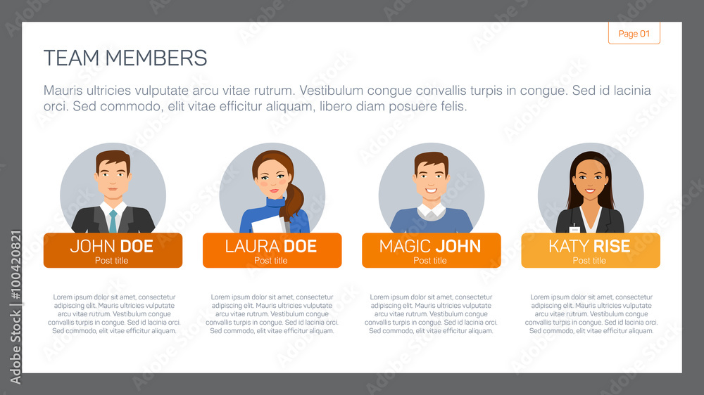 Team members slide template Stock Vector | Adobe Stock