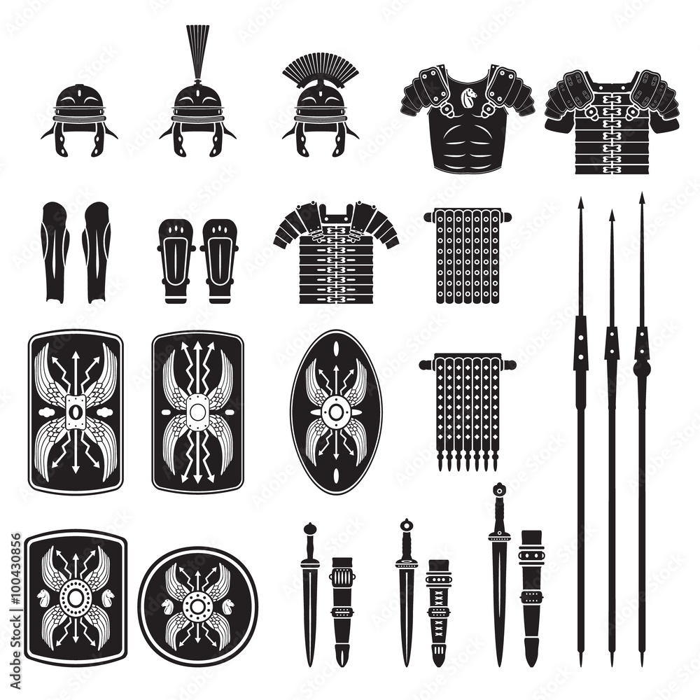 Photo & Art Print Warriors series - Roman army equipment vector, kenshi991