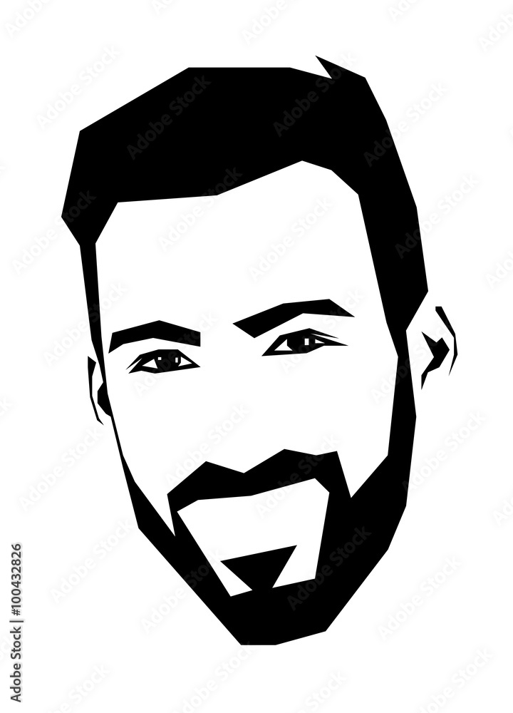 Simplistic straight line square shaped vector illustration of laughing ...