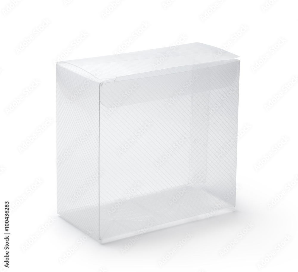 Empty transparent plastic box on white background Stock Photo | Adobe Stock
